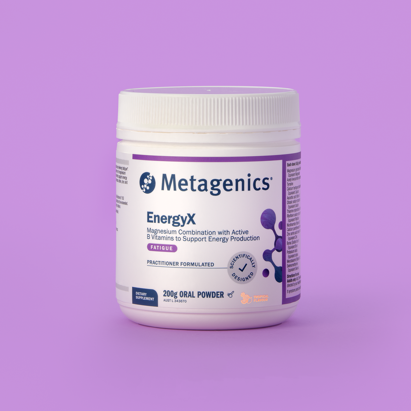 Metagenics EnergyX Tropical Magnesium Powder 200g for Energy