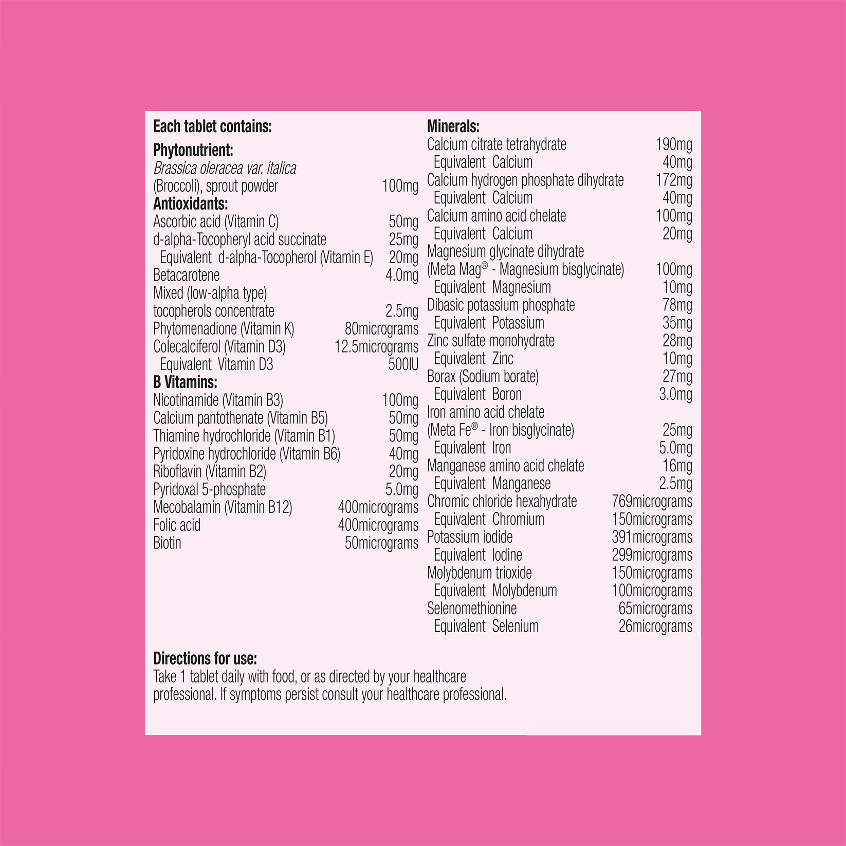 Metagenics Femme Essentials Multivitamin & Mineral 30 Tablets for Daily ...