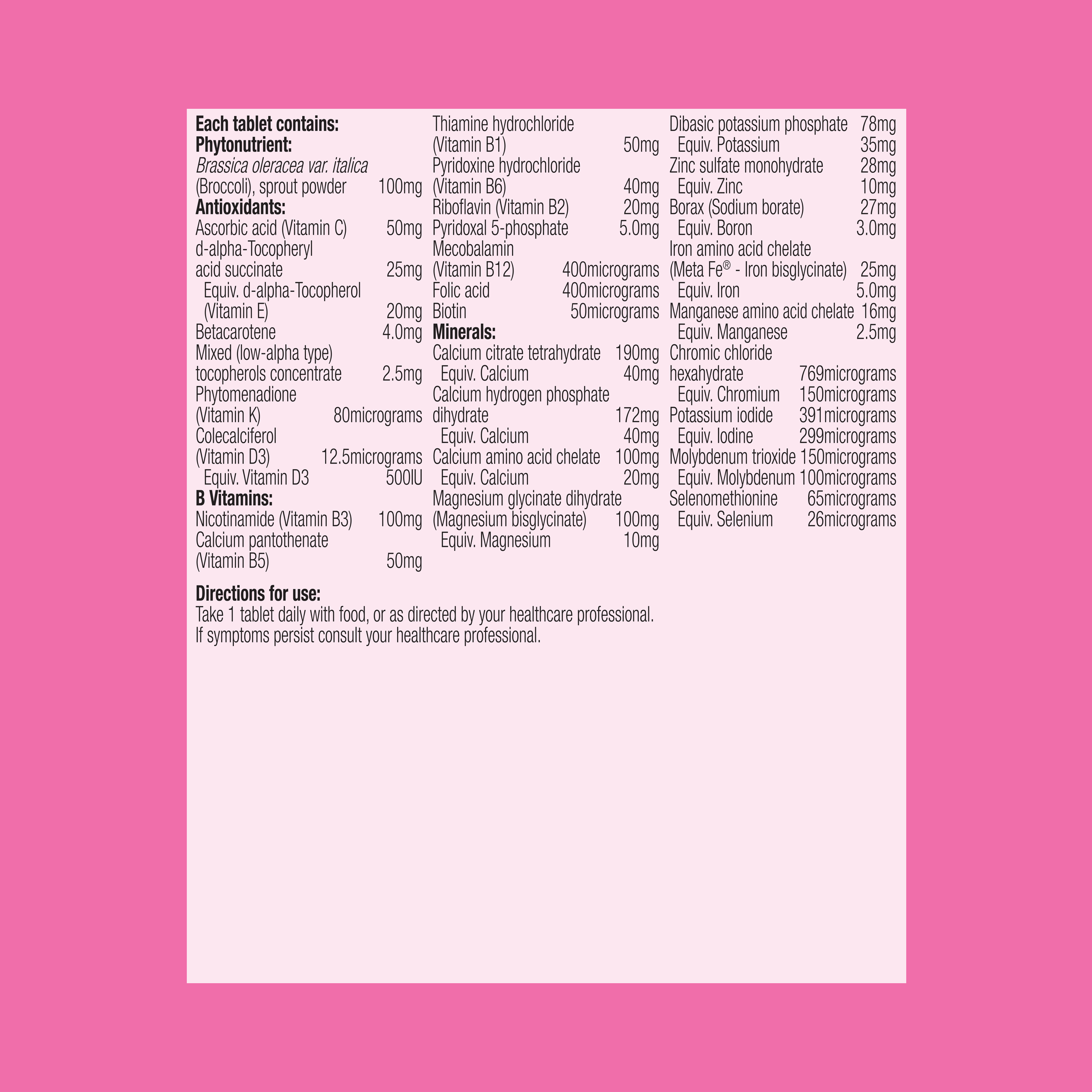 Metagenics Femme Essentials Multivitamin & Mineral 60 Tablets for Daily ...