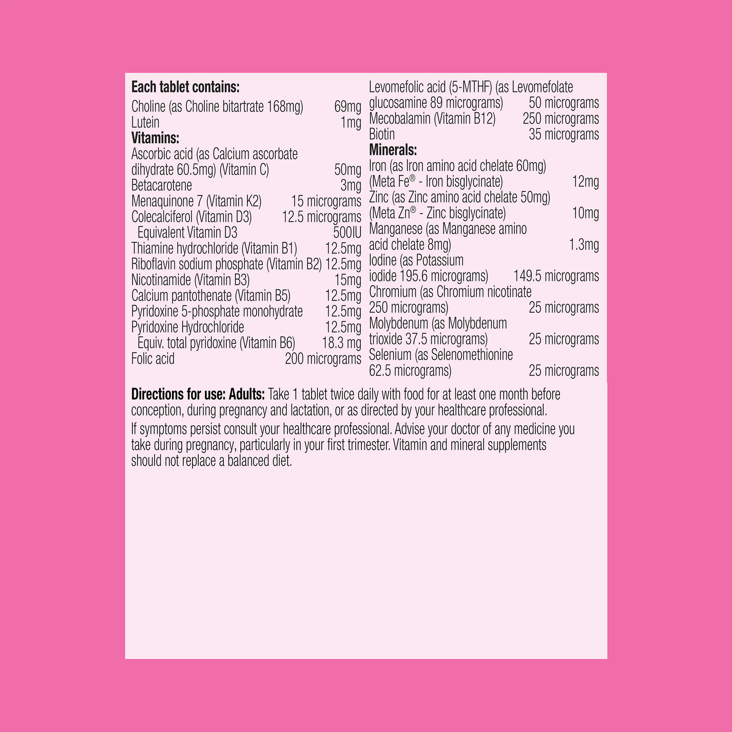 Metagenics Pregnancy Care Advanced 60 Tablets for Nutritional Support