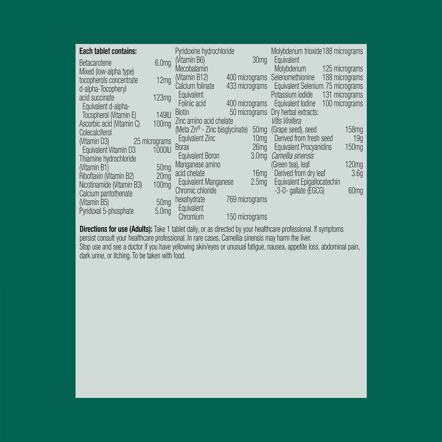 Metagenics Prime Essentials Multivitamin & Mineral 60 Tablets for ...
