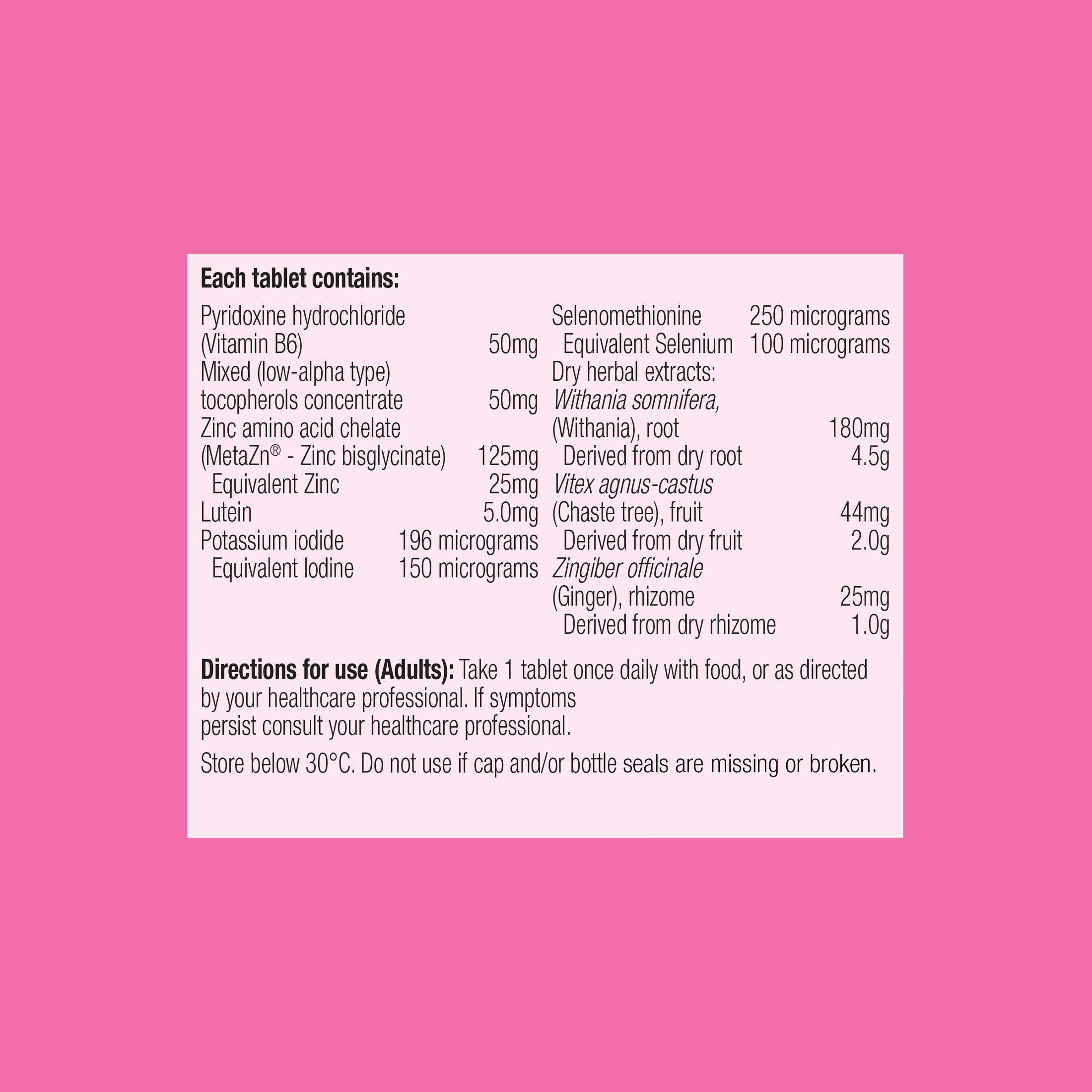 Metagenics PMS Ease 30 Tablets for Healthy Cycles and Hormone Support