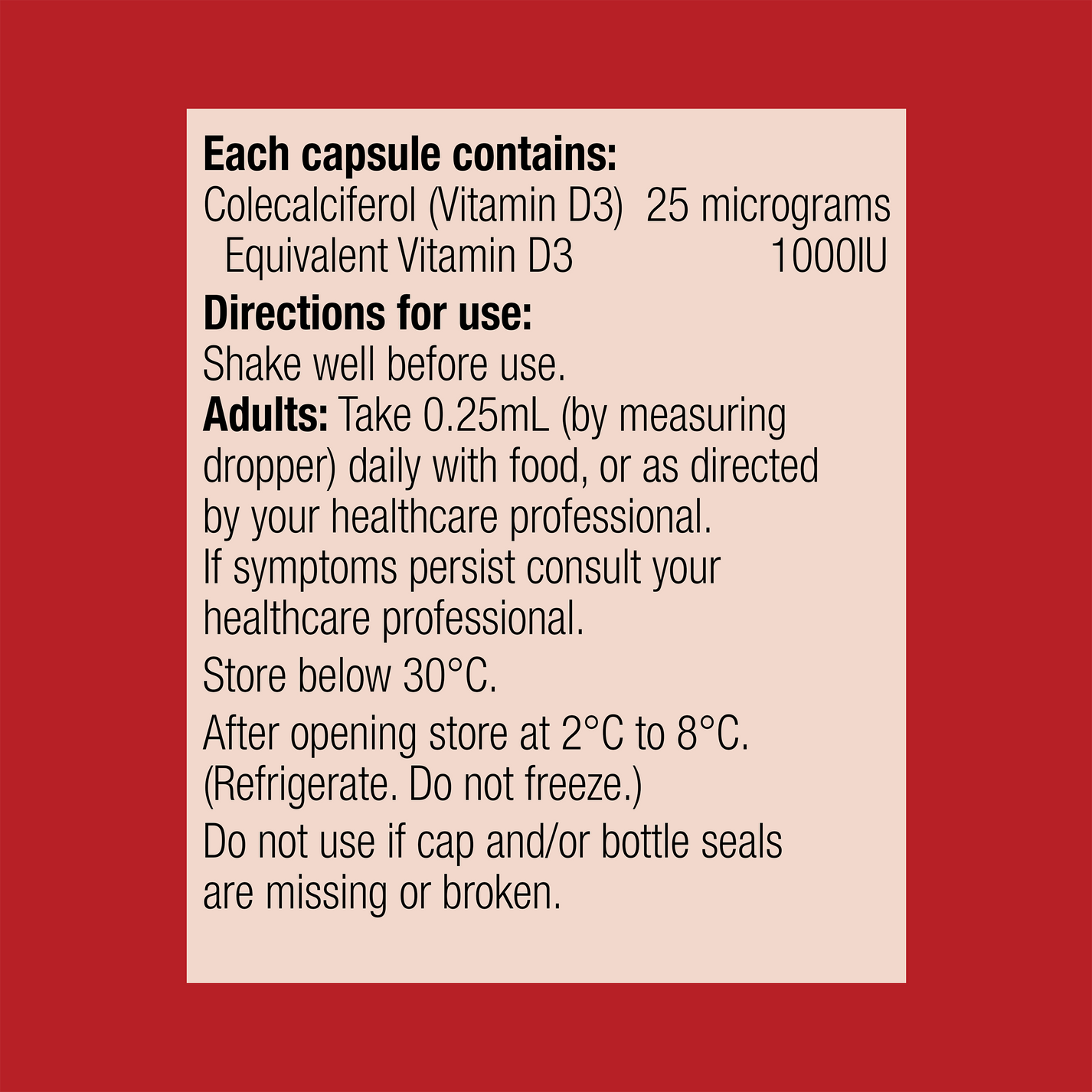 Metagenics Vitamin D3 90ml Liquid for Vitamin D3 Deficiency